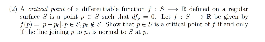 Solved (2) A critical point of a differentiable function f : | Chegg.com