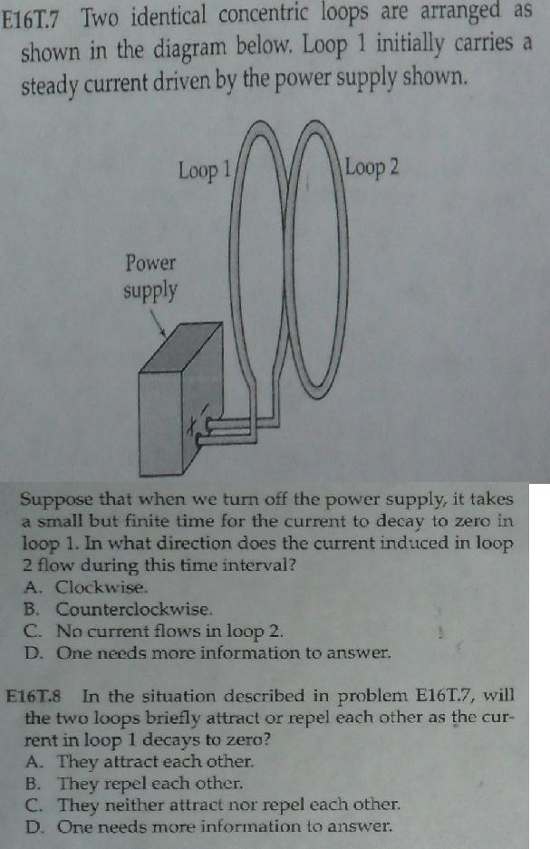 Solved E16T.7 Two identical concentric loops are arranged as | Chegg.com