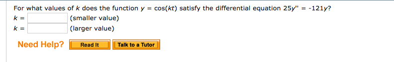 Solved For What Values Of K Does The Function Y Cos Kt
