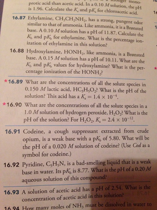 Solved protic acid than acetic acid. In a 0.10 M solution | Chegg.com
