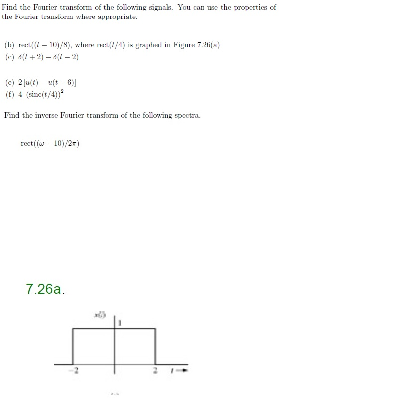 Solved Find the Fourier transform of the following signals. | Chegg.com Solved Find the Fourier transform of the following signals. | Chegg.com