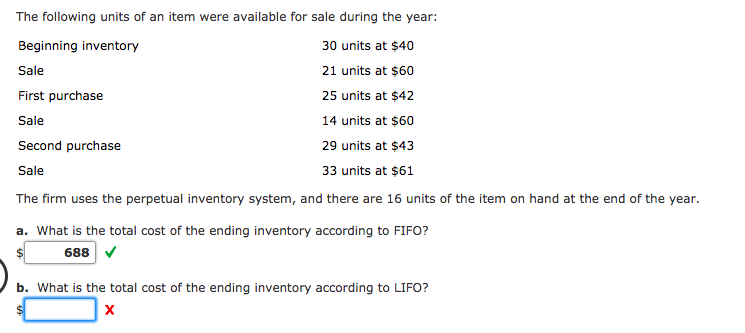 Solved The following units of an item were available for | Chegg.com