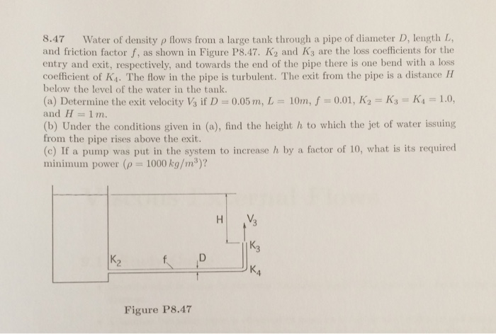 Solved Water of density rho flows from a large tank through | Chegg.com