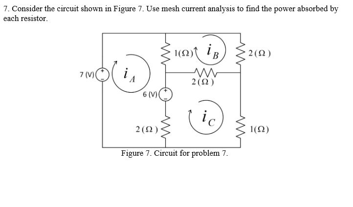 Solved Consider the circuit shown in Figure 7. Use mesh | Chegg.com