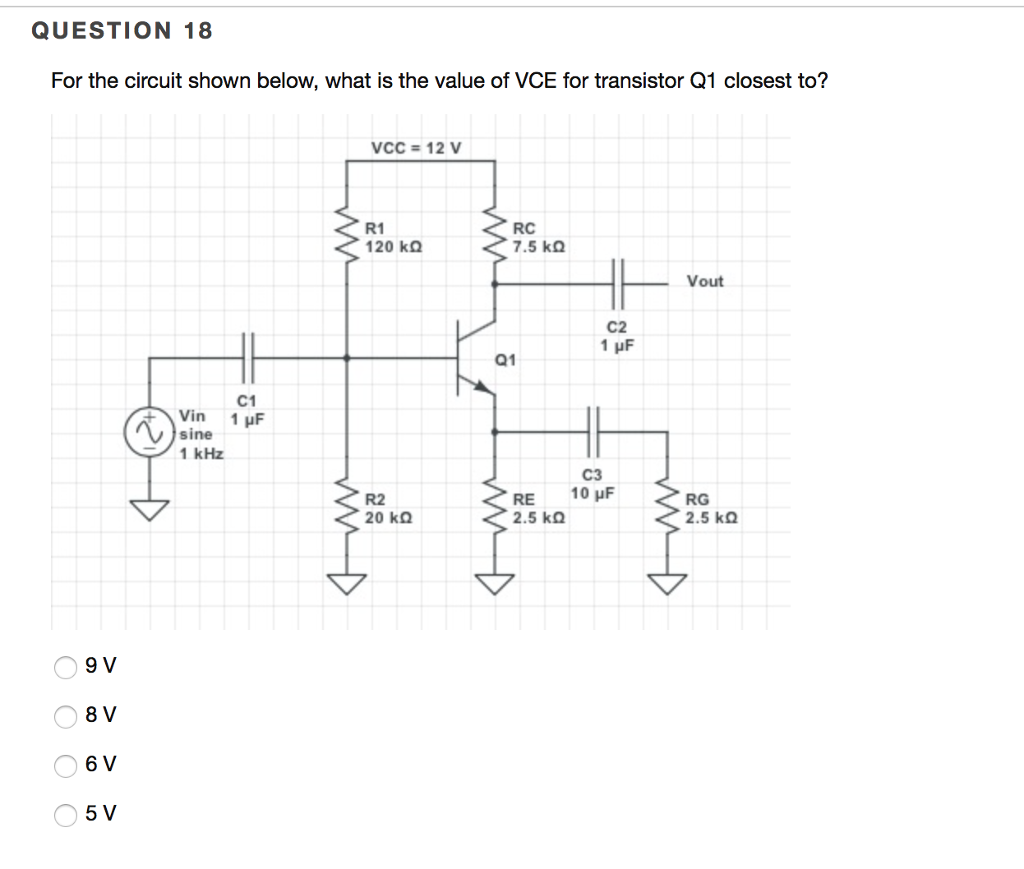 Solved For the circuit shown below, what is the value of VCE | Chegg.com