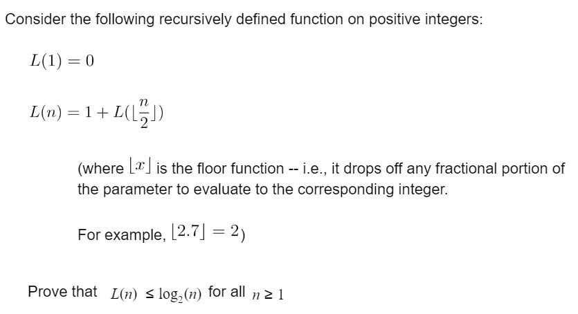 Solved Consider the following recursively defined function | Chegg.com