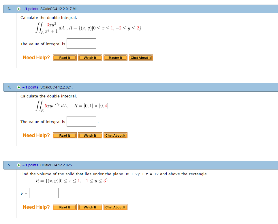 Solved calculate the double integral. Integrate integrate_R | Chegg.com
