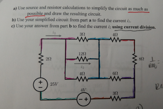 Solved a) Use source and resistor calculations to simplify | Chegg.com