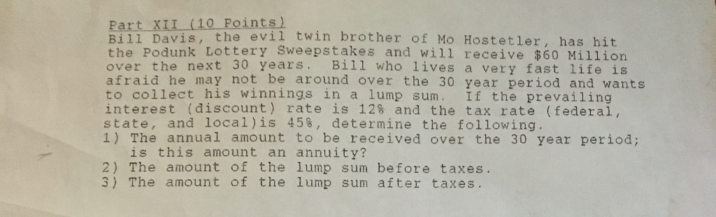 Solved Part XII (10 Points) Bill Davis, the evil twin | Chegg.com
