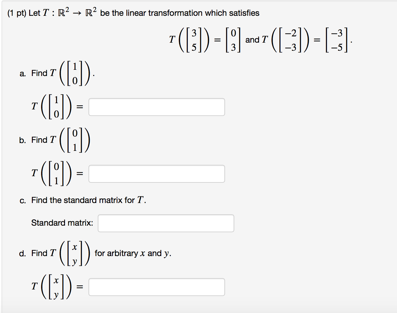 Solved Let T:?2??2 be the linear transformation which | Chegg.com