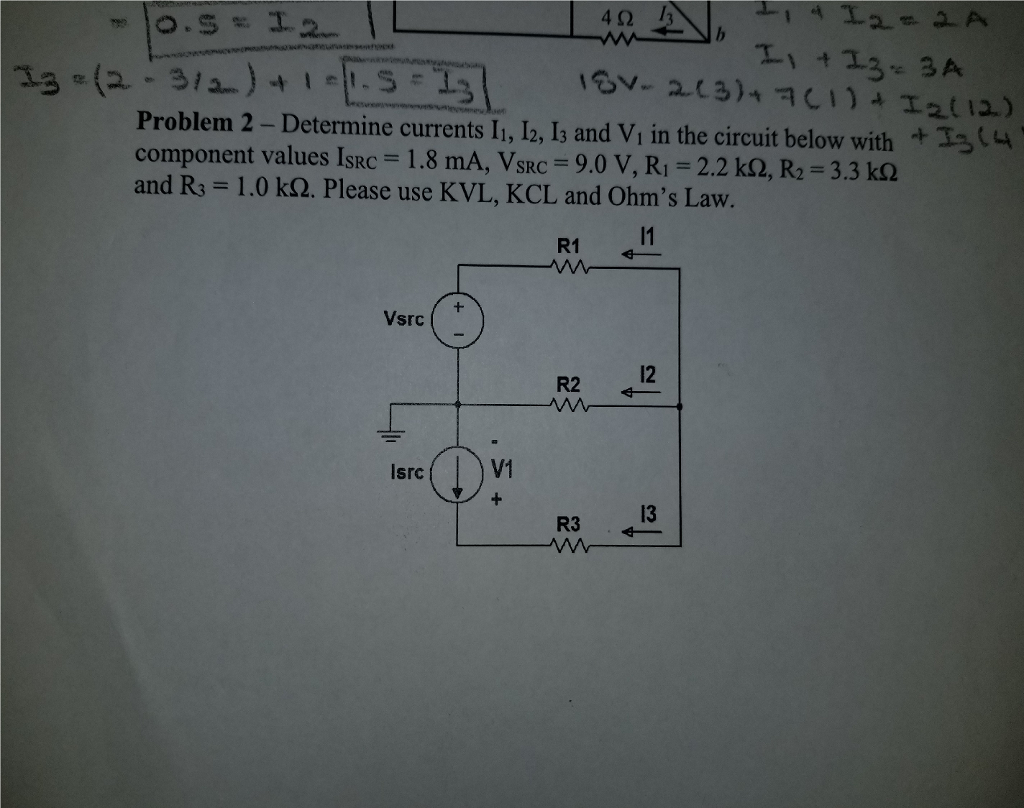 Solved Determine currents I_1, I_2, I_3 and V_1 in the | Chegg.com