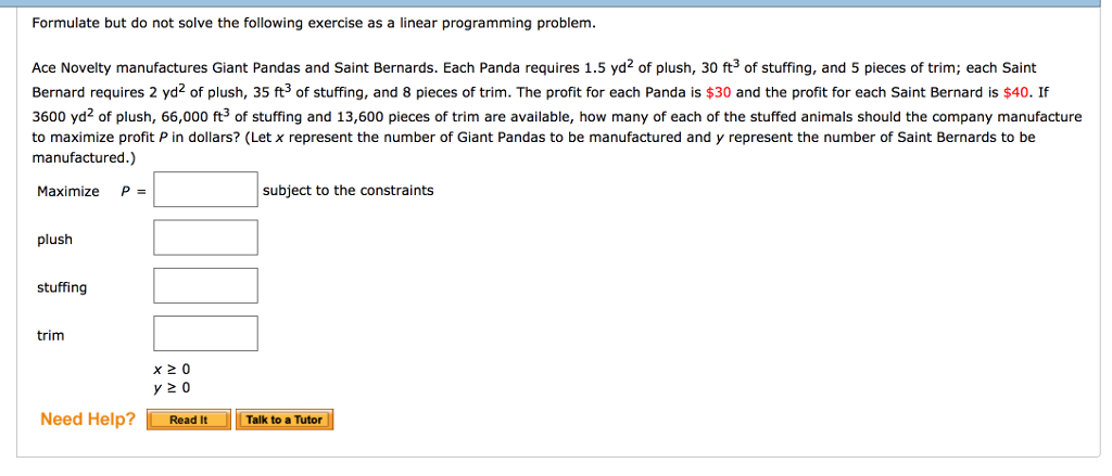 Solved Formulate but do not solve the following exercise as | Chegg.com