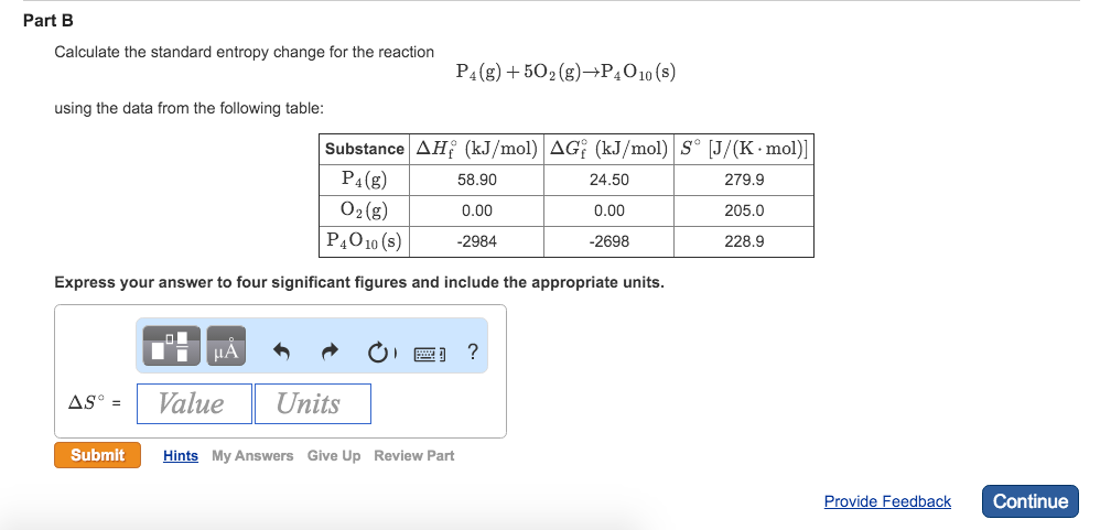 Solved Calculate the standard entropy change for the | Chegg.com