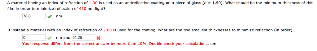 Solved A material having an index of refraction of 1.30 is | Chegg.com