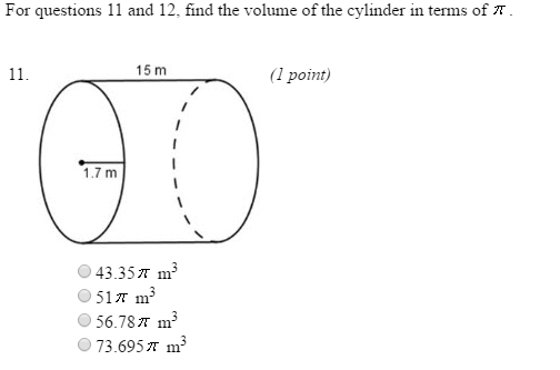 Solved For questions 11 and 12, find the volume of the | Chegg.com