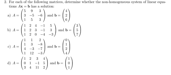 Solved For each of the following matrices, determine whether | Chegg.com