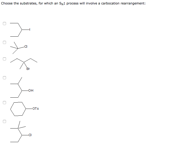 Solved Choose the substrates, for which an SN1 process will | Chegg.com