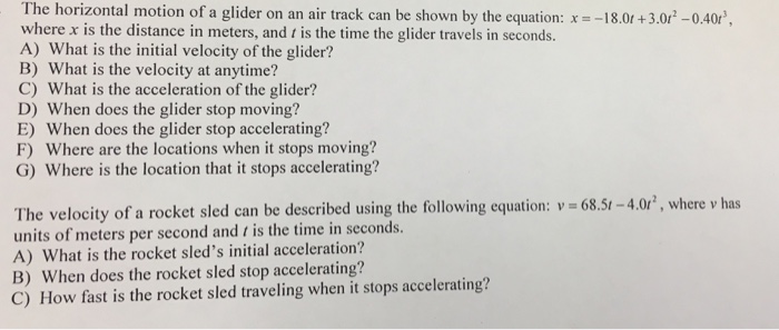 The horizontal motion of a glider on an air track can | Chegg.com