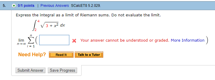 Solved 5. +0/1 points | Previous Answers SCalcET8 5.2.029 | Chegg.com