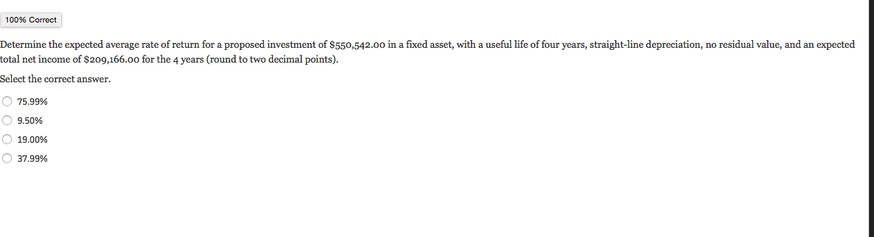 Solved Determine the expected average rate of return for a | Chegg.com