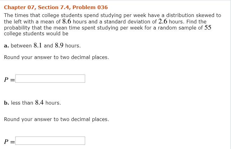 Solved Chapter 07, Section 7.4, Problem 036 The times that | Chegg.com