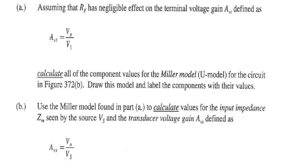 Solved 372. Miller effect and model Common Emitter | Chegg.com