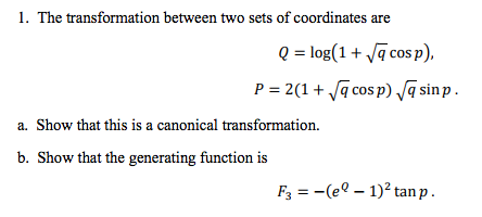 Solved 1. The transformation between two sets of coordinates | Chegg.com
