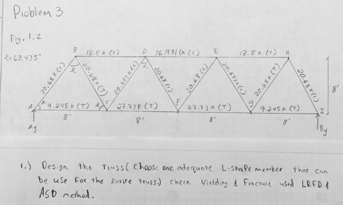 Solved Problem 3 Design the truss (choose one adequate L - | Chegg.com