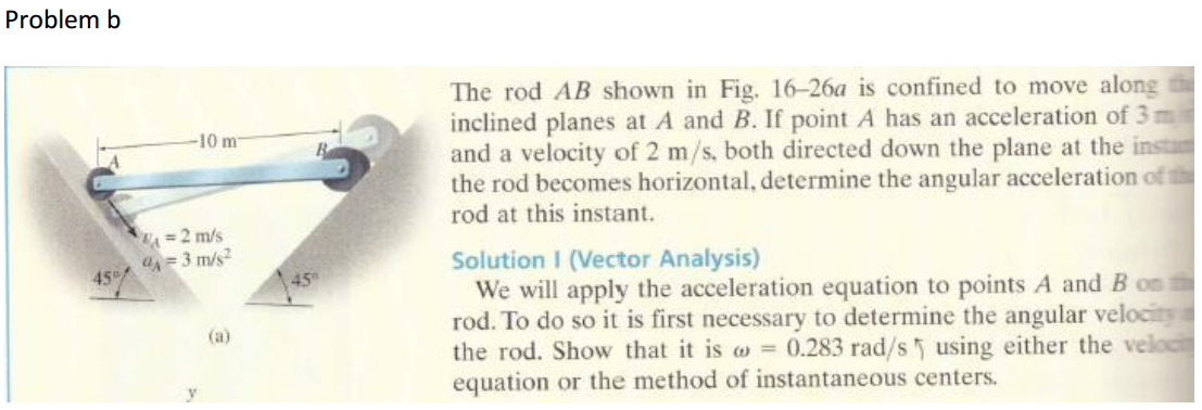 Solved The rod AB shown in Fig. 16-26a is confined to move | Chegg.com
