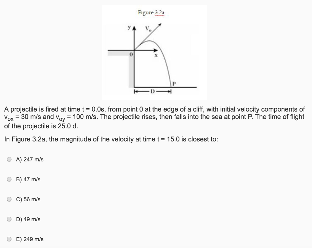 Solved Figure 3.2a 0 A projectile is fired at time t = 0.0s, | Chegg.com