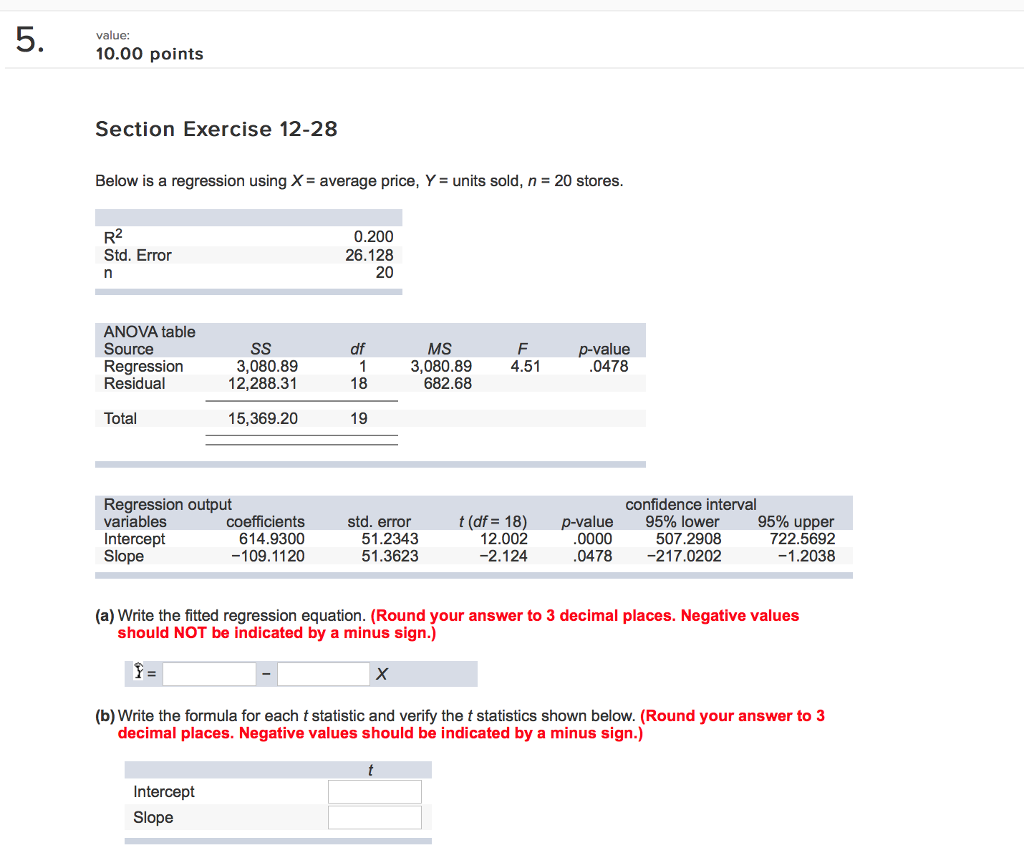 Solved 5. value: 10.00 points Section Exercise 12-28 Below | Chegg.com