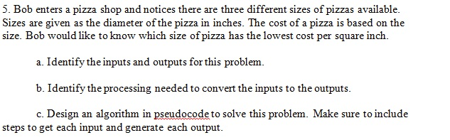 What is an algorithm? Bob enters a pizza shop and | Chegg.com