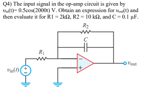 Solved Q4) The input signal in the op-amp circuit is given | Chegg.com