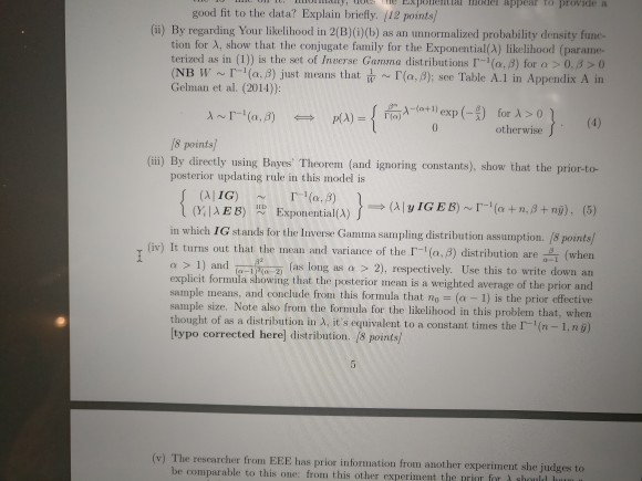 (B) 196 total points) (Bayesian conjugate inference | Chegg.com