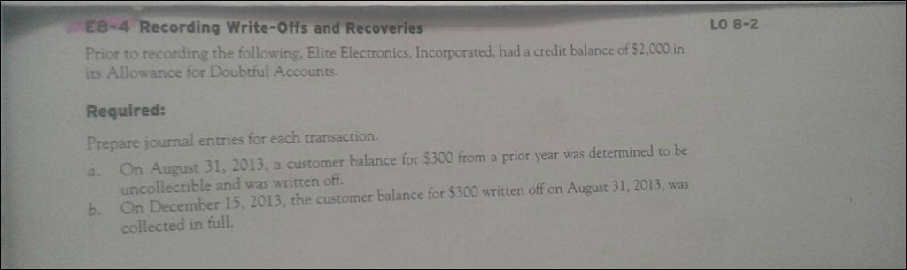 Solved Prior to recording the following. Elite Electronics, | Chegg.com