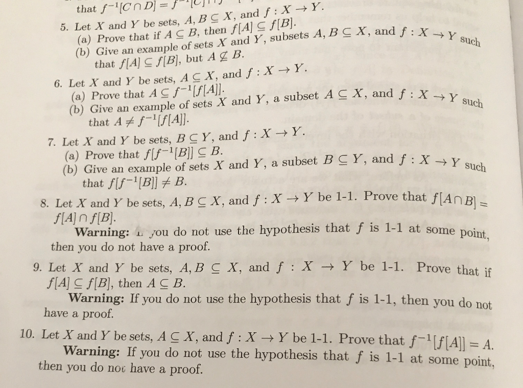 Solved X, and f : X → Y. (a) Prove that if A C B, then f[A] | Chegg.com