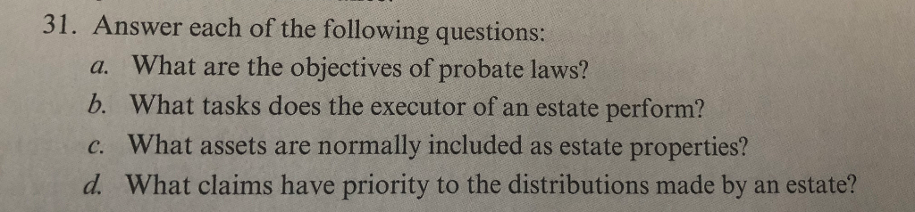 Solved 31. Answer each of the following questions: a. What | Chegg.com