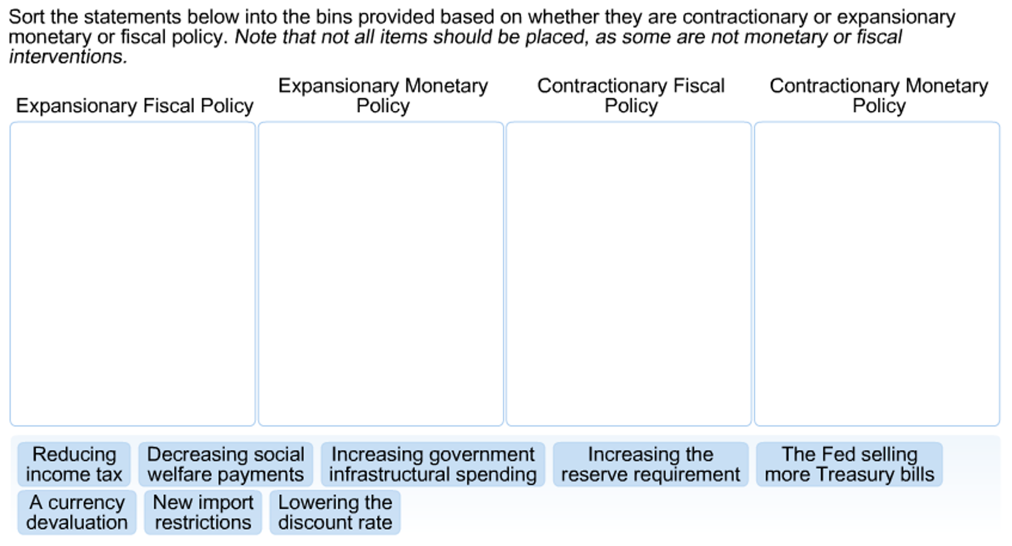 Solved Sort the statements below into the bins provided | Chegg.com