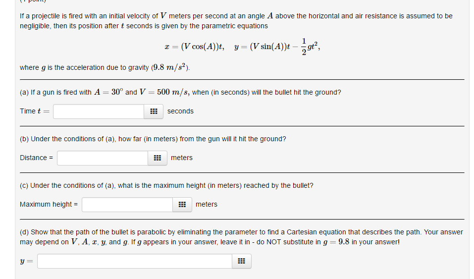 Solved If a projectile is fired with an initial velocity of | Chegg.com