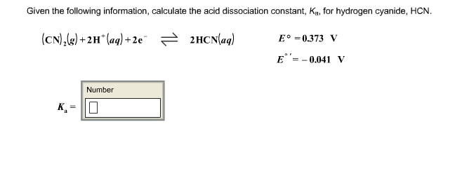 Solved Given the following information, calculate the acid | Chegg.com