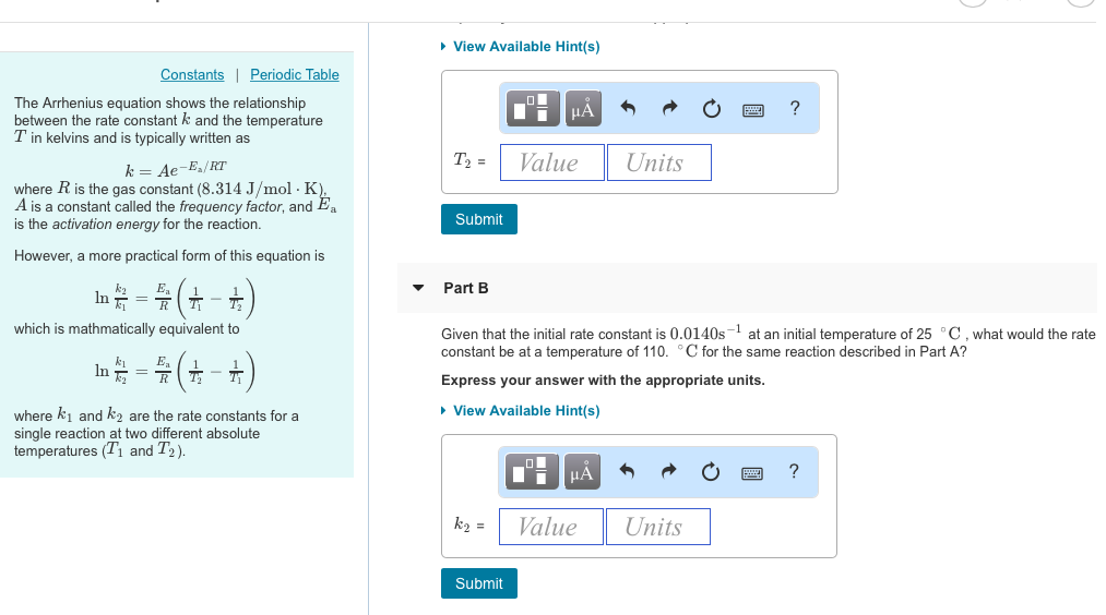 Solved Part A The Activation Energy Of A Certain Reaction Is