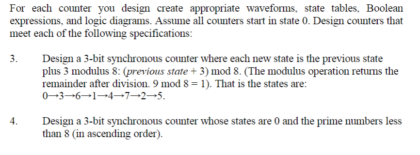 Solved For each counter you design create appropriate | Chegg.com