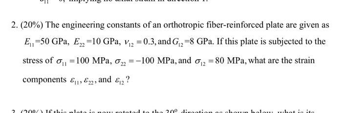 Solved 2" (20%) The engineering constants of an orthotropic | Chegg.com