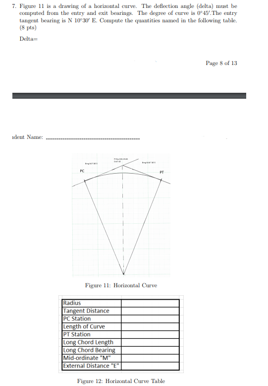Solved Figure 11 is a drawing of a horizontal curve. The | Chegg.com