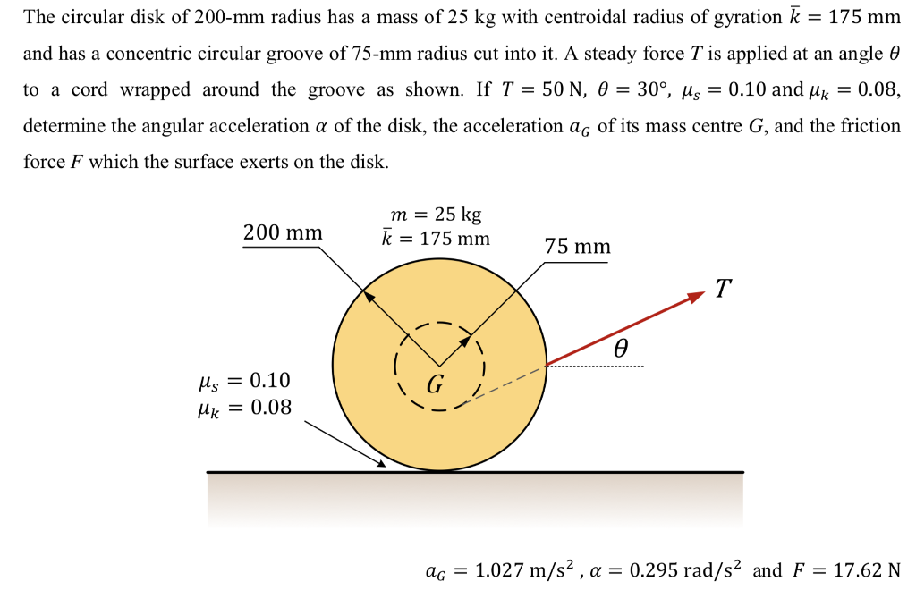 Solved The circular disk of 200-mm radius has a mass of 25 | Chegg.com Solved The circular disk of 200-mm radius has a mass of 25 | Chegg.com