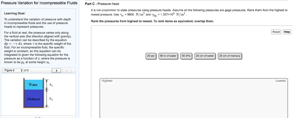 Solved Pressure Variation for Incompressible Fluids Learning | Chegg.com