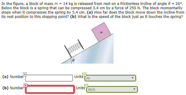 Solved In the figure, a block of mass m = 14 kg is released | Chegg.com