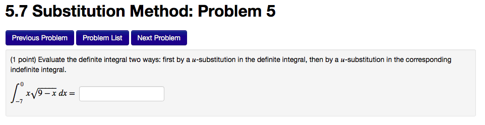 Solved 5.7 Substitution Method: Problem5 Previous Problem | Chegg.com