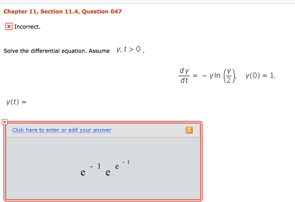 Solved Chapter 11, Section 11.4, Question 047 Incorrect. | Chegg.com