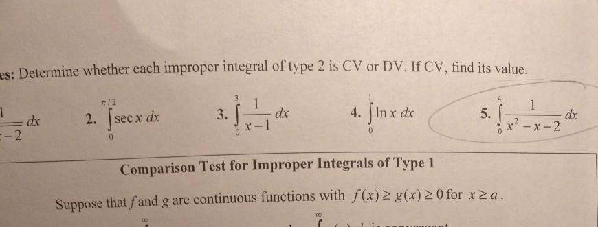 Solved Determine whether each improper integral of type 2 is | Chegg.com